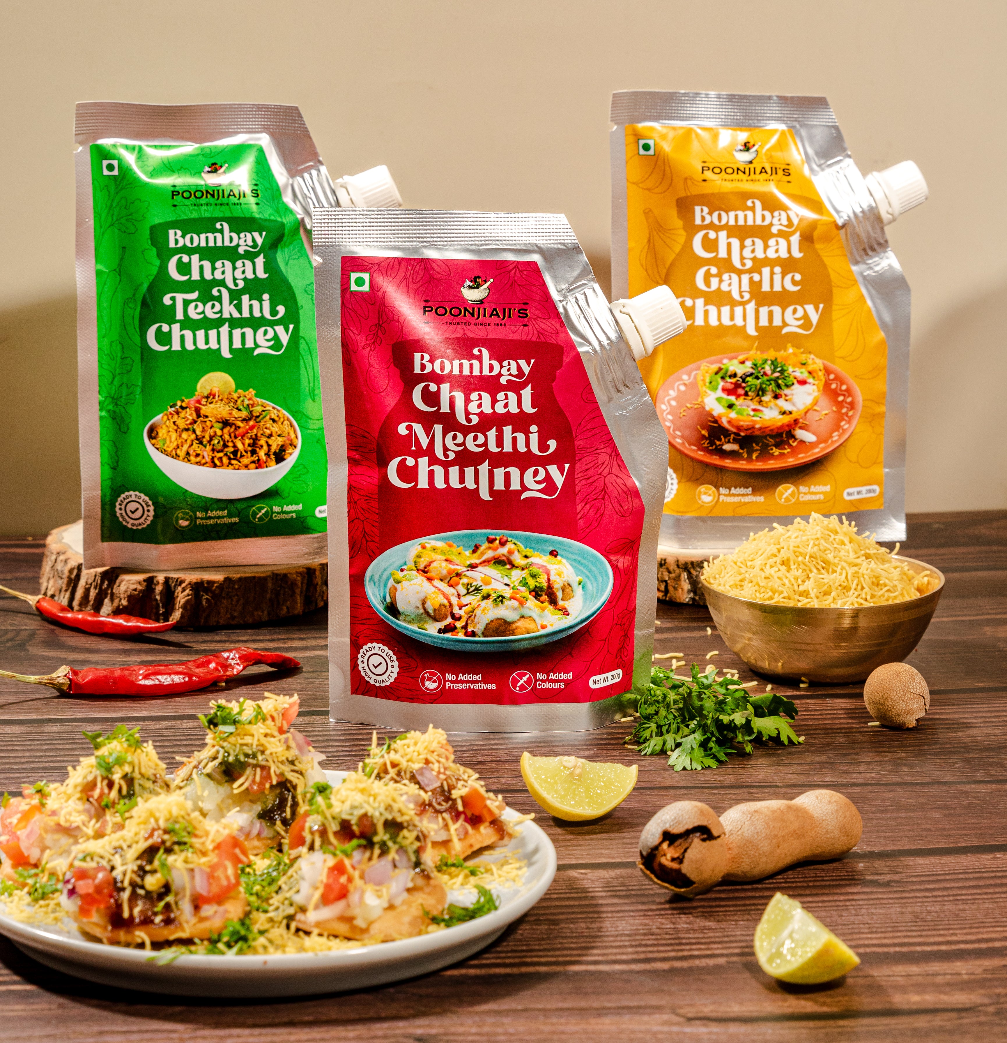 Poonjiaji's Bombay Chaat Chutneys Combo (200g x 3) - Authentic Indian ...