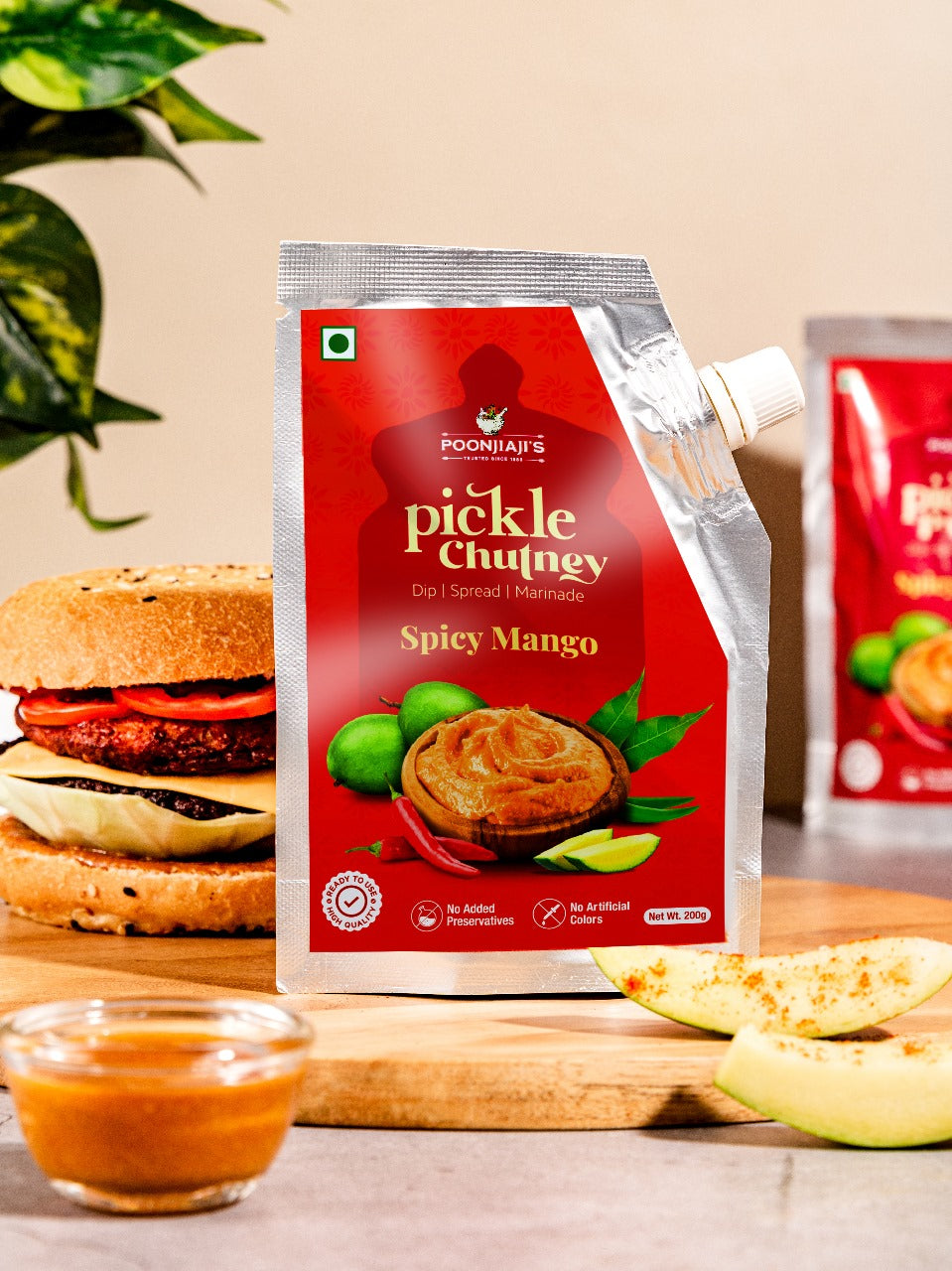 Poonjiaji's Spicy Mango Pickle Chutney (200g) - Authentic Achaari Flavor