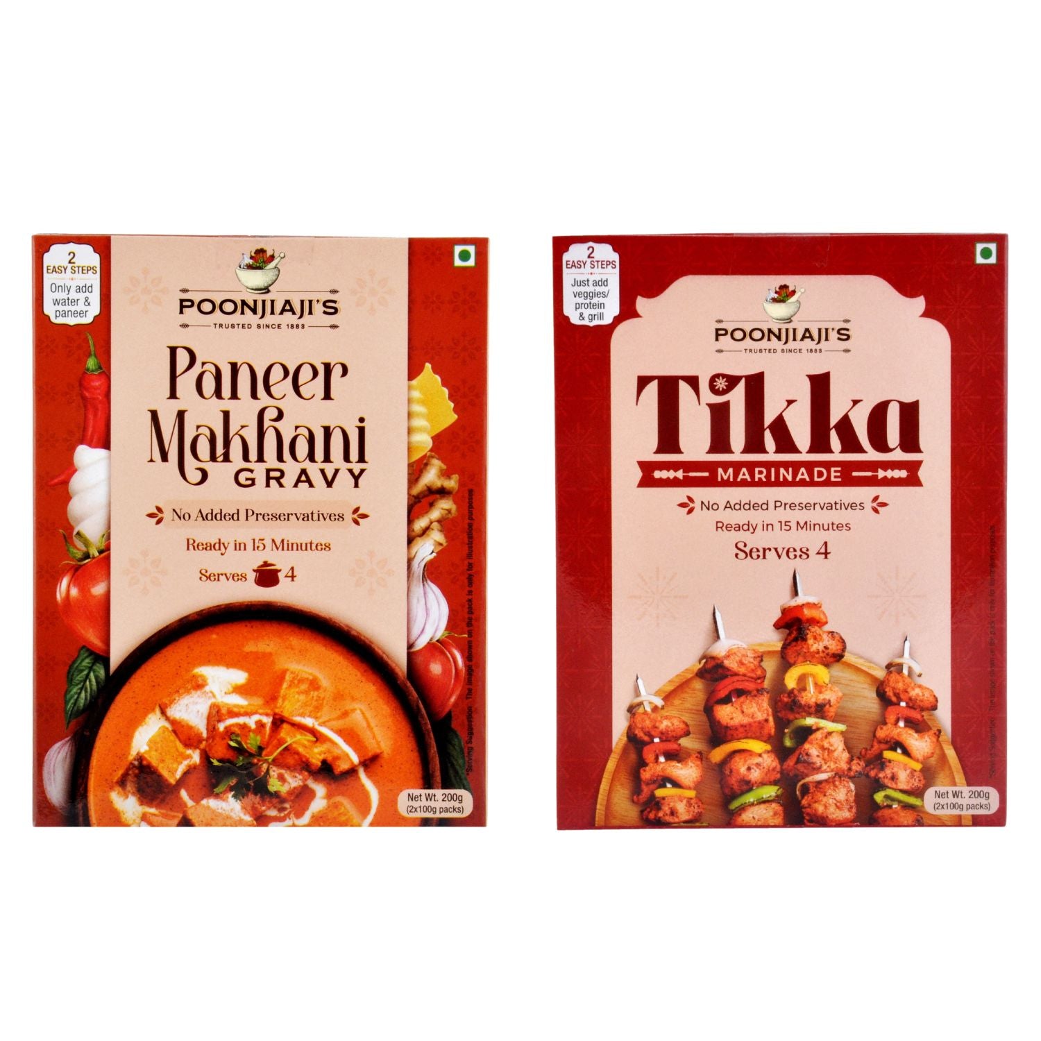 Poonjiaji's Paneer Makhani Gravy & Tikka Marinade Combo (200g x 2 ...